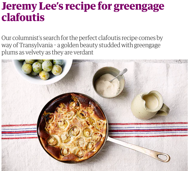 The Guardian – Jeremy Lee’s recipe for clafoutis – – COPSAMARE Guesthouses